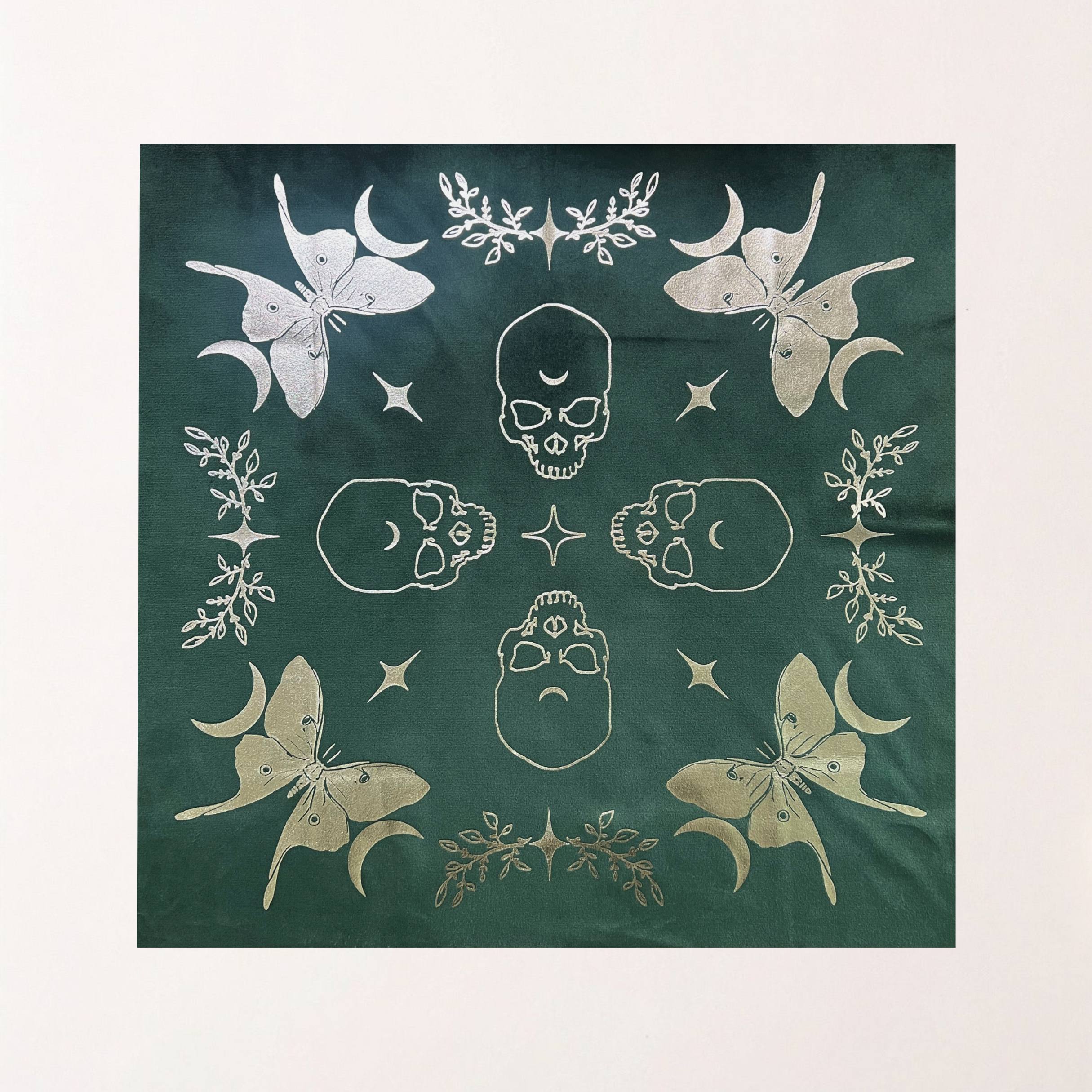 Velvet Altar Cloth - "Luna Moth" Forest Green – 13th Press